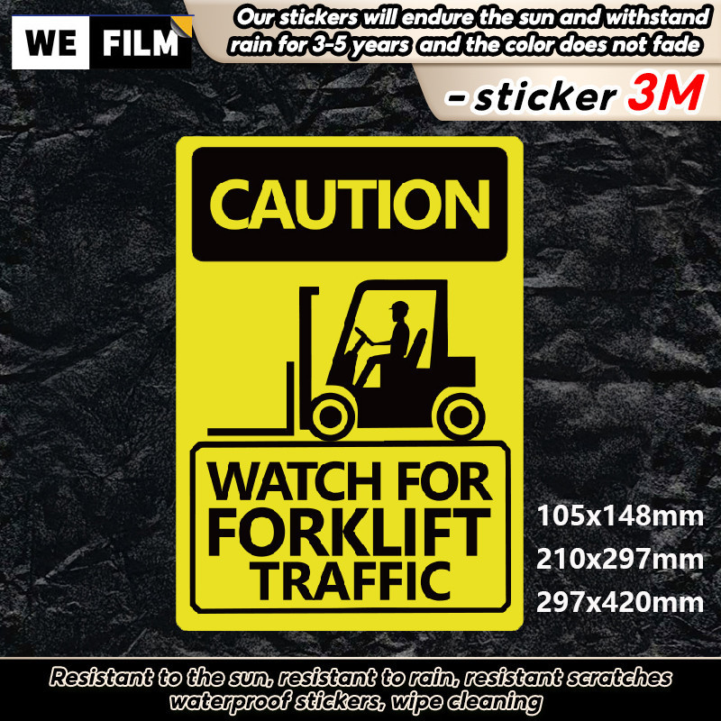 Caution Forklift Traffic Waterproof Labels Industrial Zone Warehouse ...
