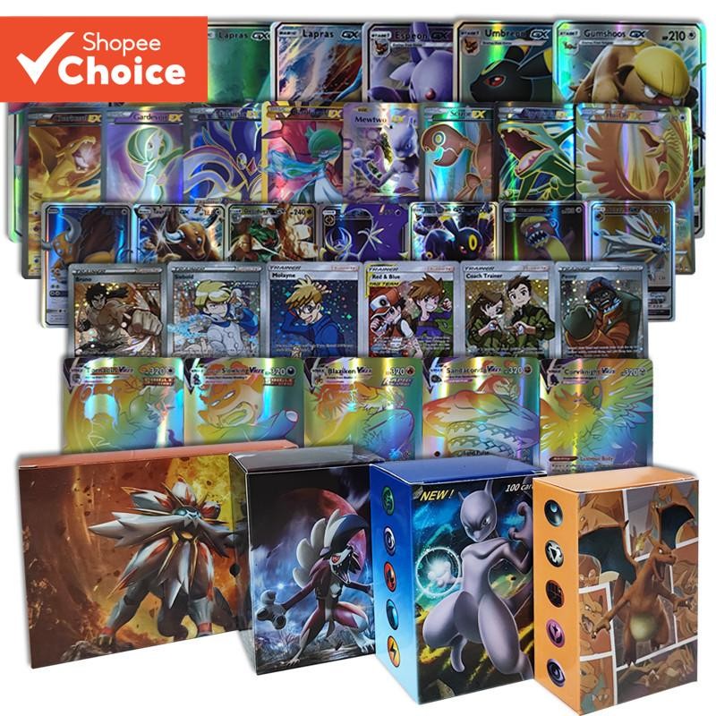 10 0 pcs Holo Rare Pokemon Cards Bundle EX GX VMAX Laser Card Game Boys ...