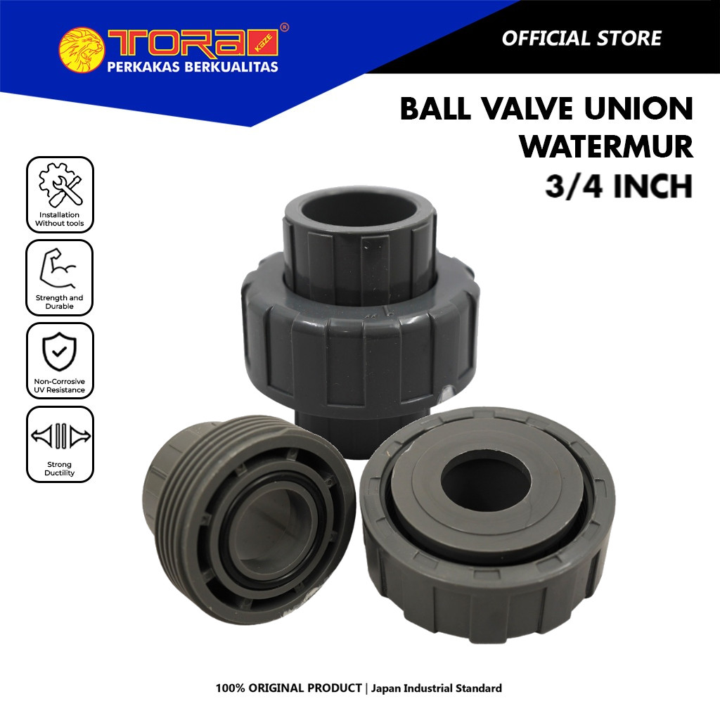 TORA Ball Valve Union PVC 3/ 4 Inch - Watermur Plastic Pump - Watermur ...
