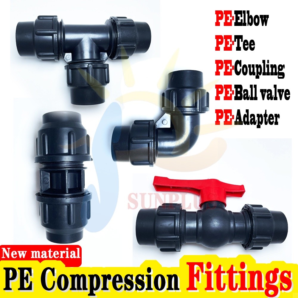 PER PCS PE Compression Fittings for pe and pvc pipes 1/2" 3/4" 1" elbow tee coupling adapter ...