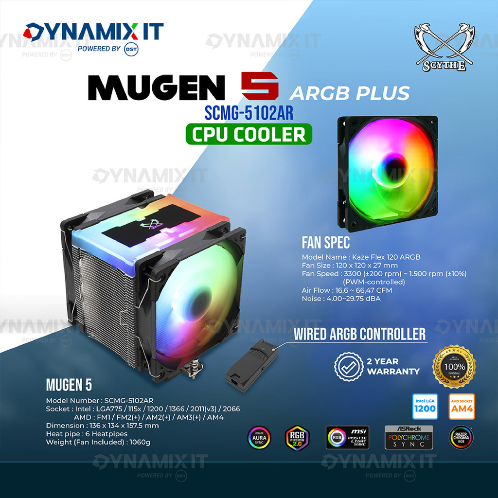 CPU COOLER Scythe MUGEN 5 ARGB PLUS - Full ARGB Sync CPU AIR COOLER ...