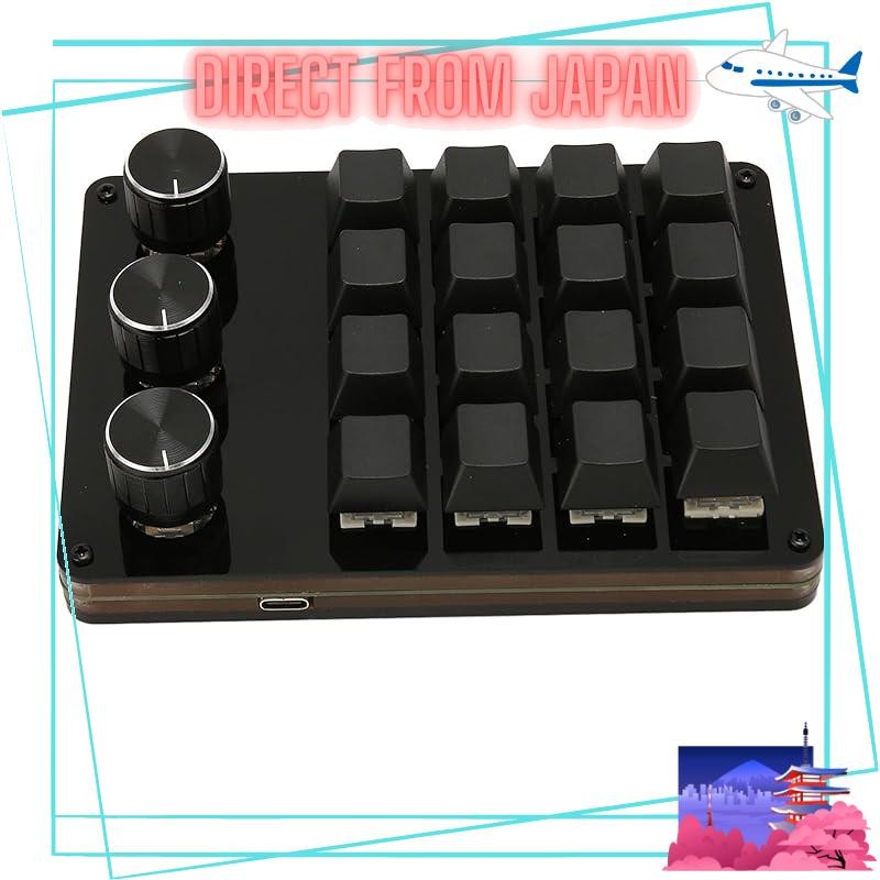 Programmable Keypad, 16-Key 3-Knob Blue Switch One-Handed Mechanical Keyboard, Game Macro Keypad ...