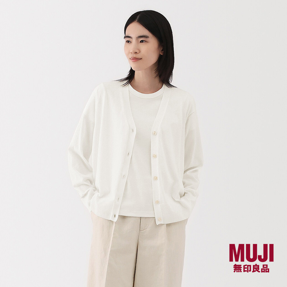 MUJI Ladies UV Protection Light Knit V Neck Cardigan | Shopee Singapore