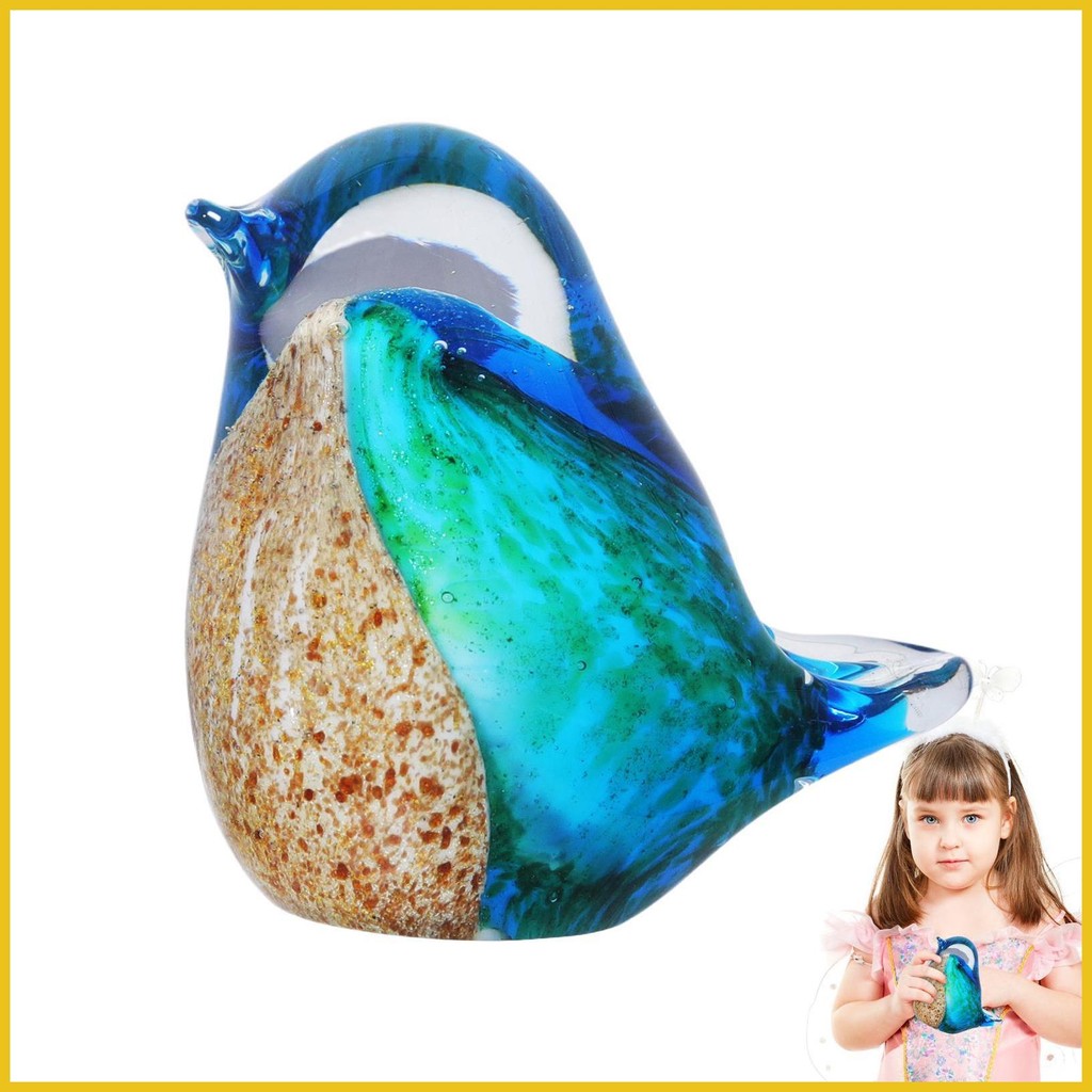 Glass Birds Figurines Handmade Blue Bird Sculpture Home Tabletop ...