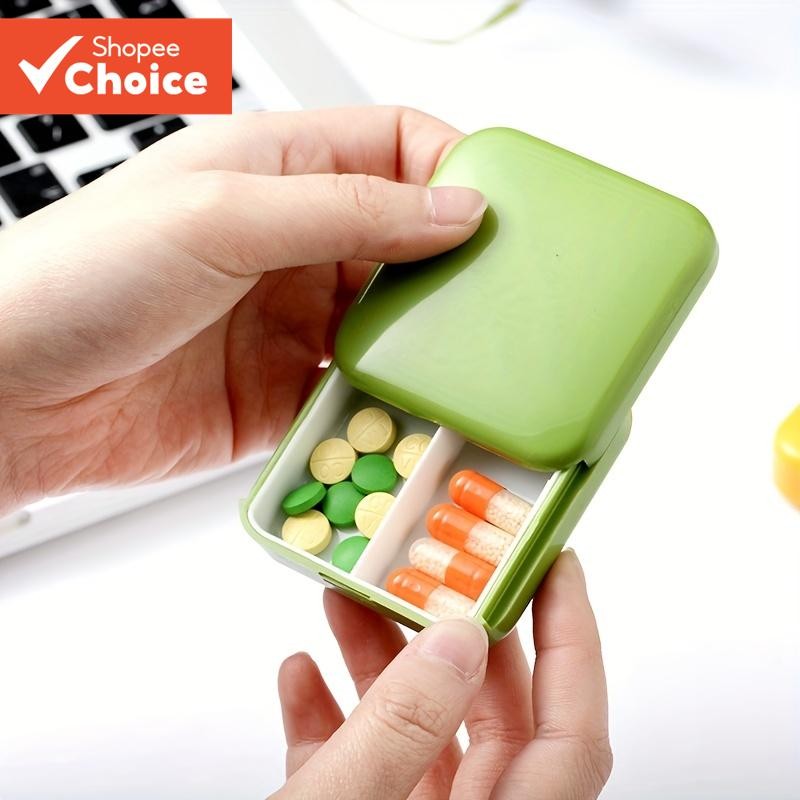 Travel Mini Pill Box Push-Pull Type 2 Compartments Small Pill Box ...