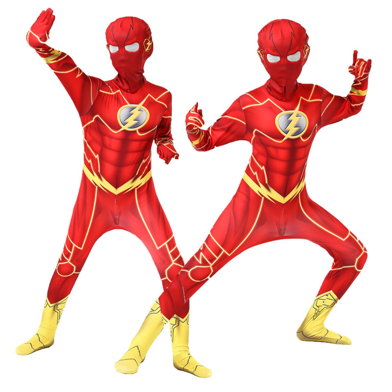 Kids Flash Man Boys Cosplay Costume New Year Carnival Party Fancy Dress ...
