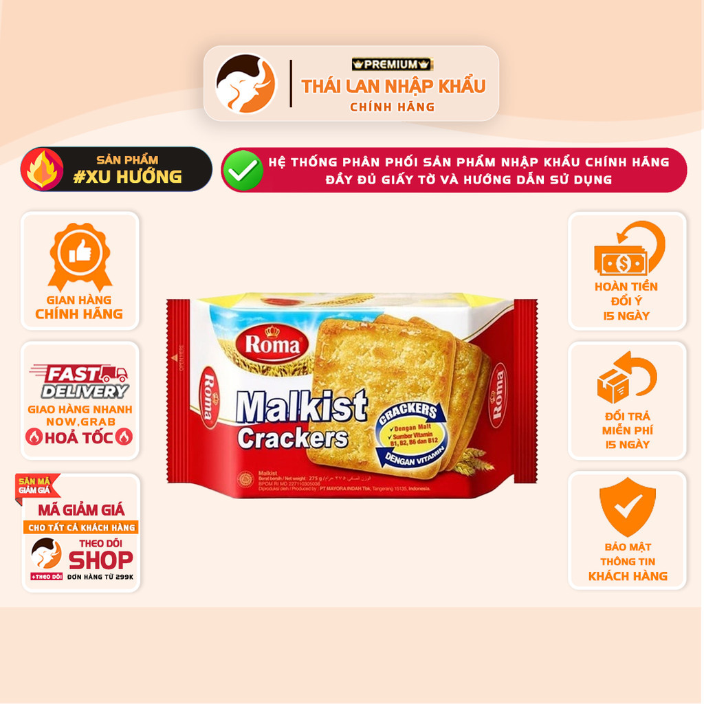 [1 LOT OF 6 PACK] Genuine Roma Malkist Sweet Crackers (105g Pack - Red ...