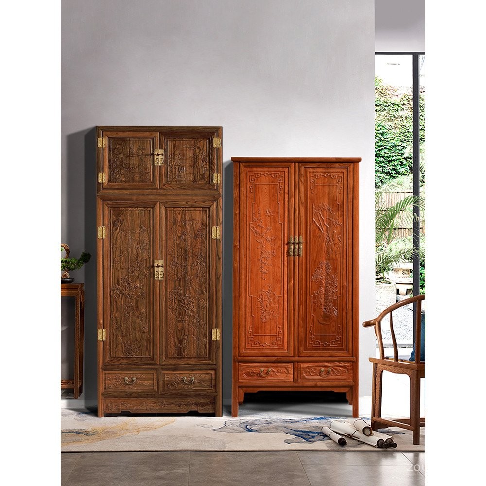 New Chinese Style Original Solid Wood Wardrobe Two/Four Doors Carved ...