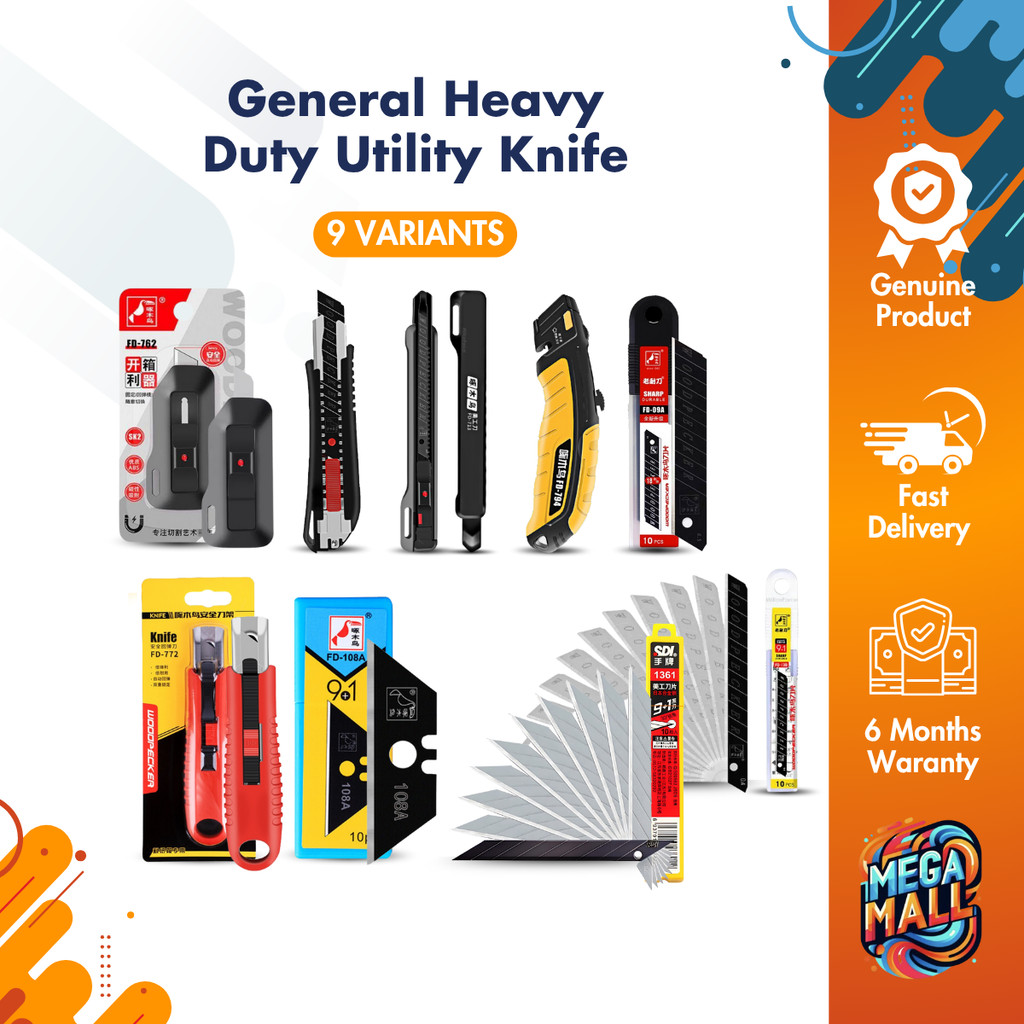 General Heavy Duty Utility Knife | Cutting Plastic Knife | Blade Refill ...