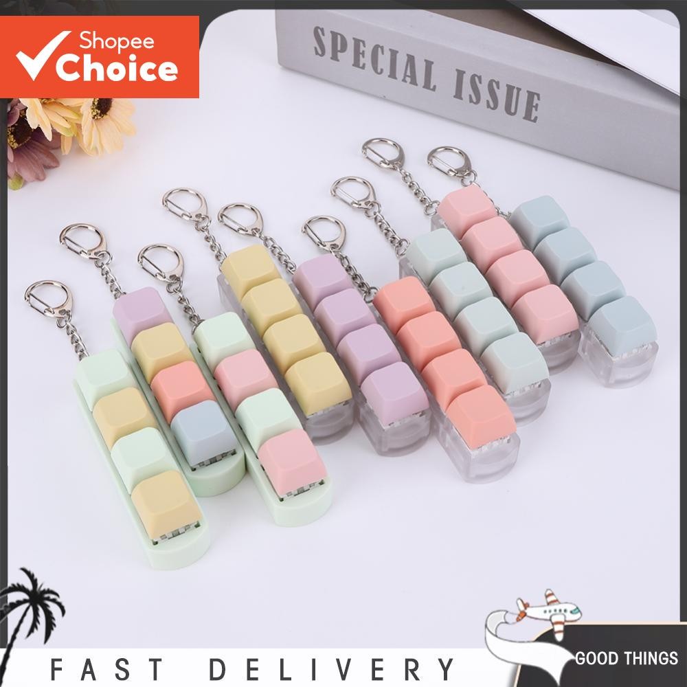 Keyboard Keychain Fidget Keyboard Toy Button Keycap Decompression Toys ...