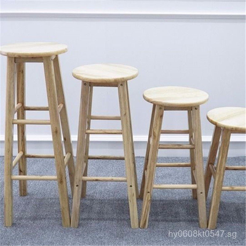 European Style Bar Stool High Round Stool Chair Wooden Bar Chair Bar ...