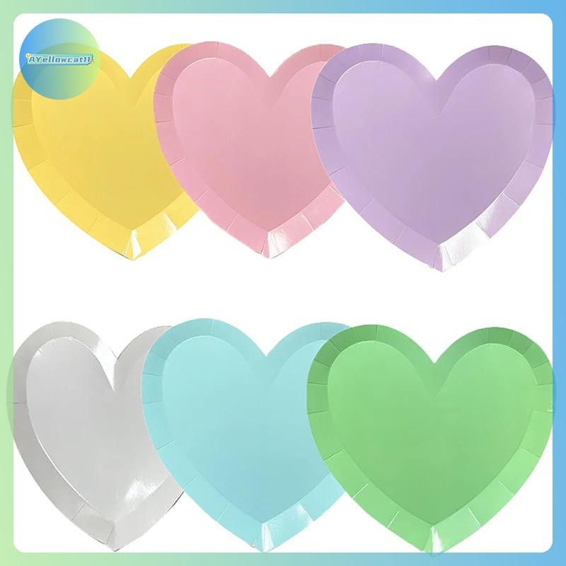 AA 1pcs Macaron Color Disposable Love Heart Dinner Plate Wedding ...