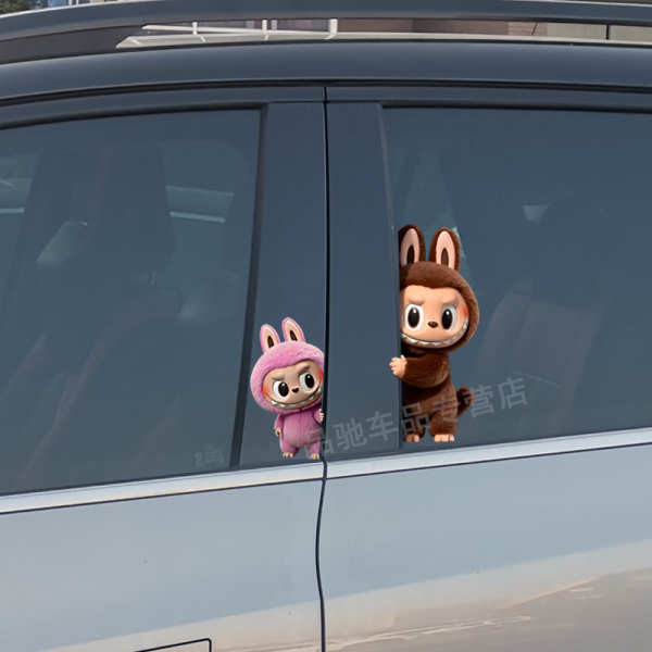 Labubu labubu Peekaboo Electric Car Decorative Stickers Car Scratches ...