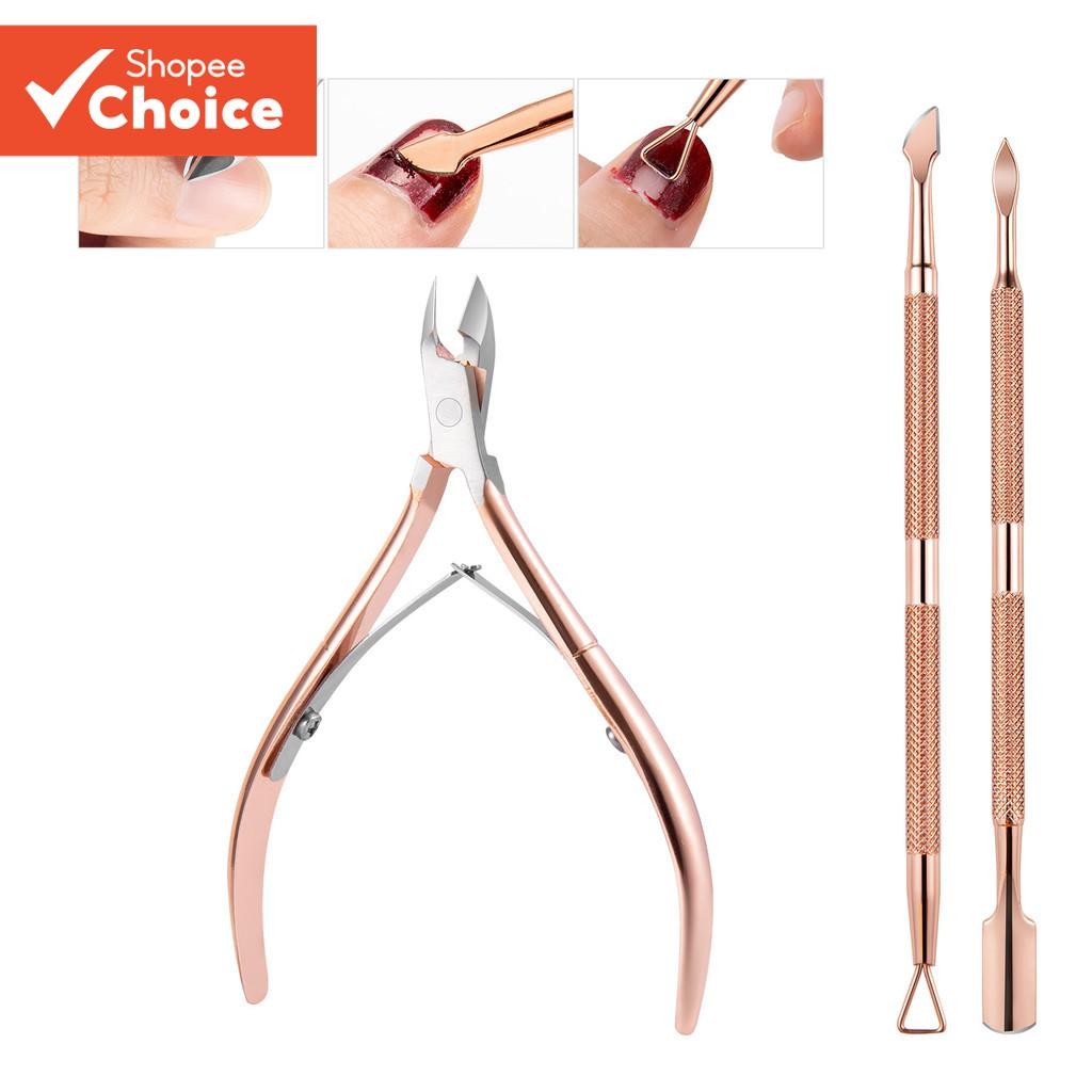 3Pcs/Set Stainless Steel Nail Art Cutter Scissor Cuticle Clipper Pusher ...