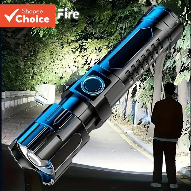 XIWANGFIRE Portable Strong Light Flashlight Built-in Battery USB Rechargeable Telescopic Zoom ...