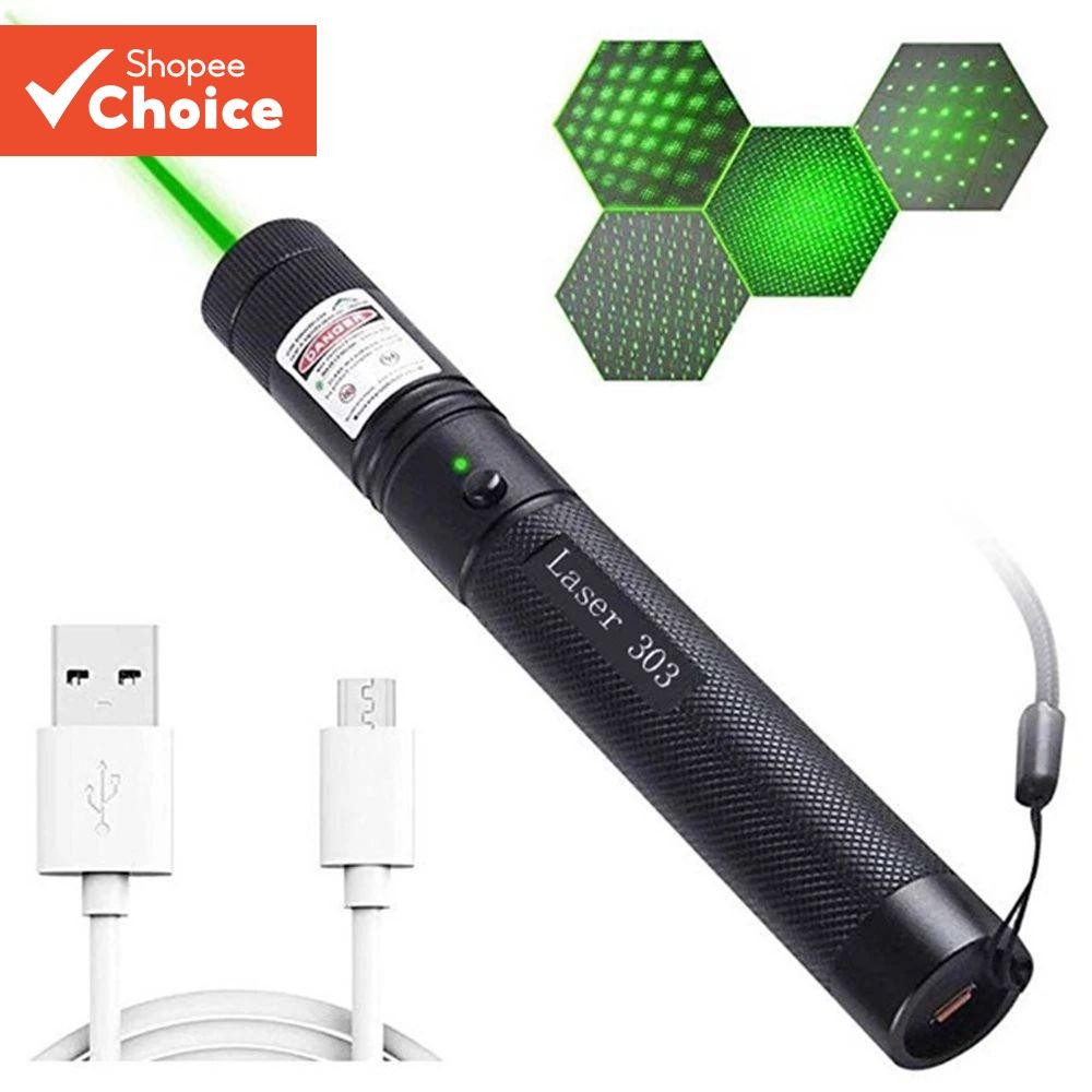 USB Rechargeable Green Laser Pointers 532nm 10000m High Power Laser 303 ...