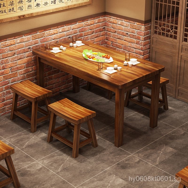 Carbonized Table and Chair Snack Shop Restaurant Combination BBQ Fast ...