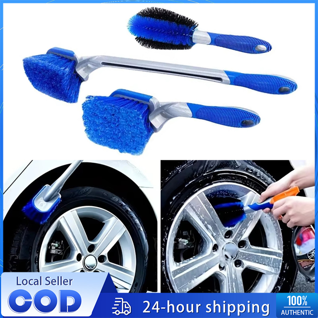 Blue Tyre Brush 3PCS DIY Wheel Rim Tire Care Car Wash Tool wheel brush ...