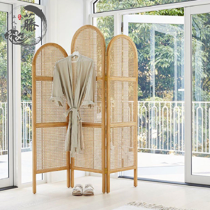 Mid-Ancient Rattan Subareas Screens Japanese Folding Mobile Nordic ...