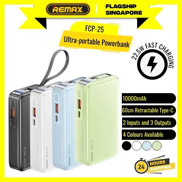 [3CCC] REMAX FCP-25 Power Bank 10000mAh 22.5W Fast Charging Built-In ...