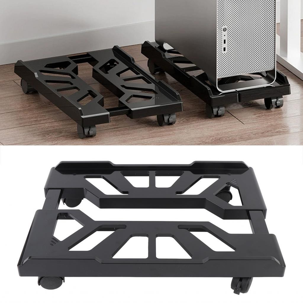 PC Floor Cart Adjustable Computer Tower Stand Ventilated ABS with 4 ...