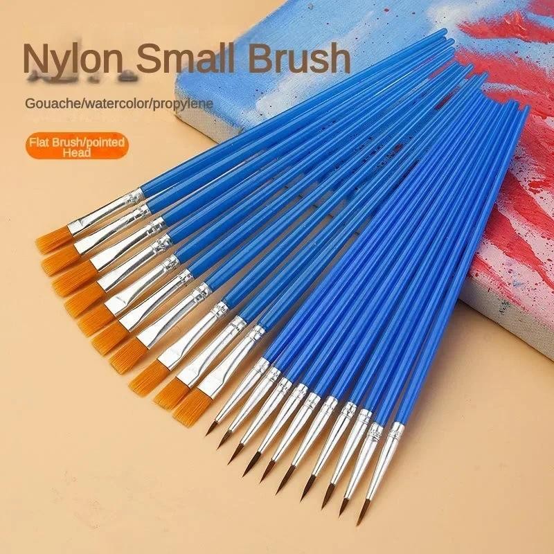 20Pcs Paint Brushes Set Acrylic with Craft Watercolor Oil Flat Round ...