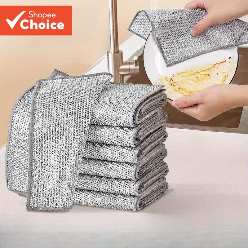 Stainless Steel Wire Dishwashing Cloth - Silver Scrubber for Pots, Pans ...