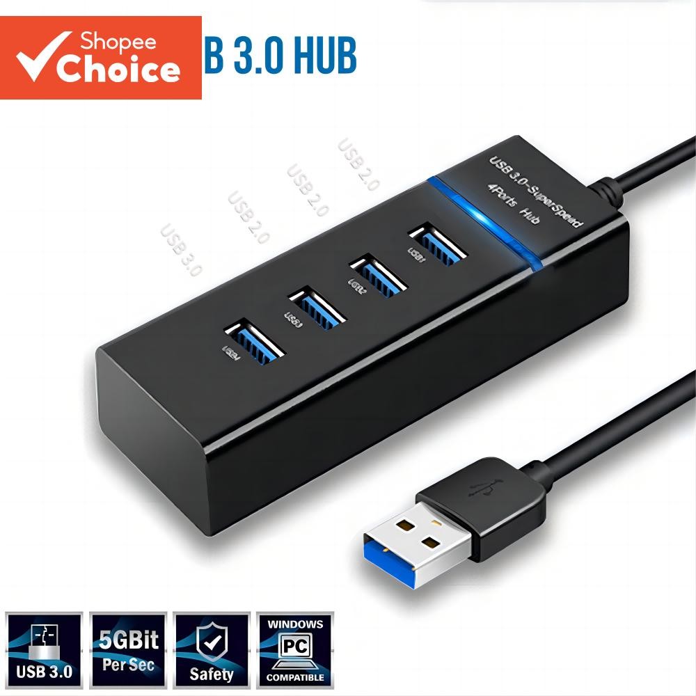 USB Hub for Laptop OTG Splitter 4 Port High Speed Multiport Slim ...