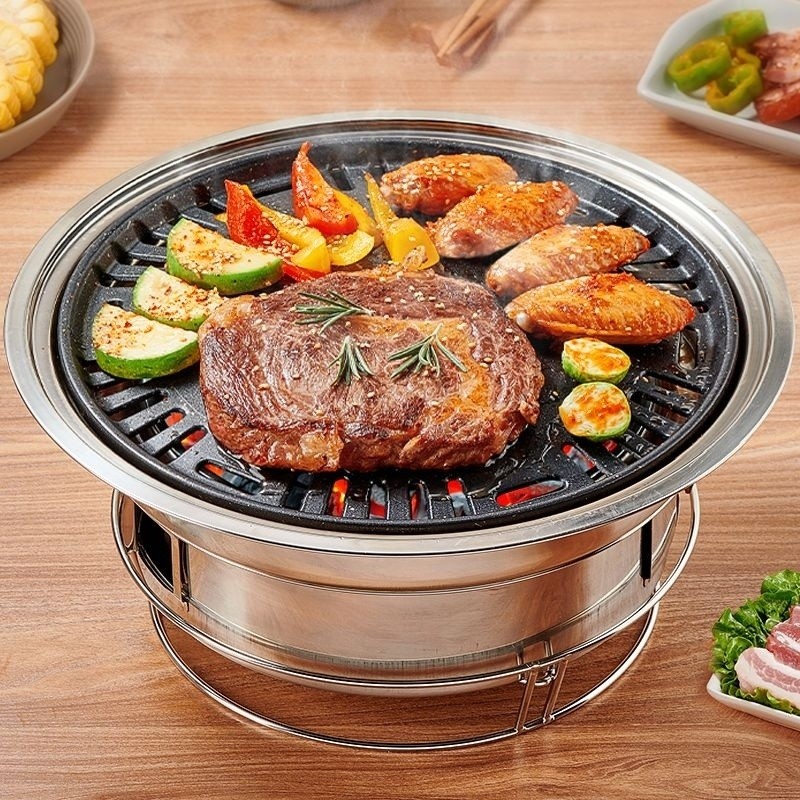 Korean Style BBQ Grill Home Charcoal Grill Indoor Stainless Steel Small ...