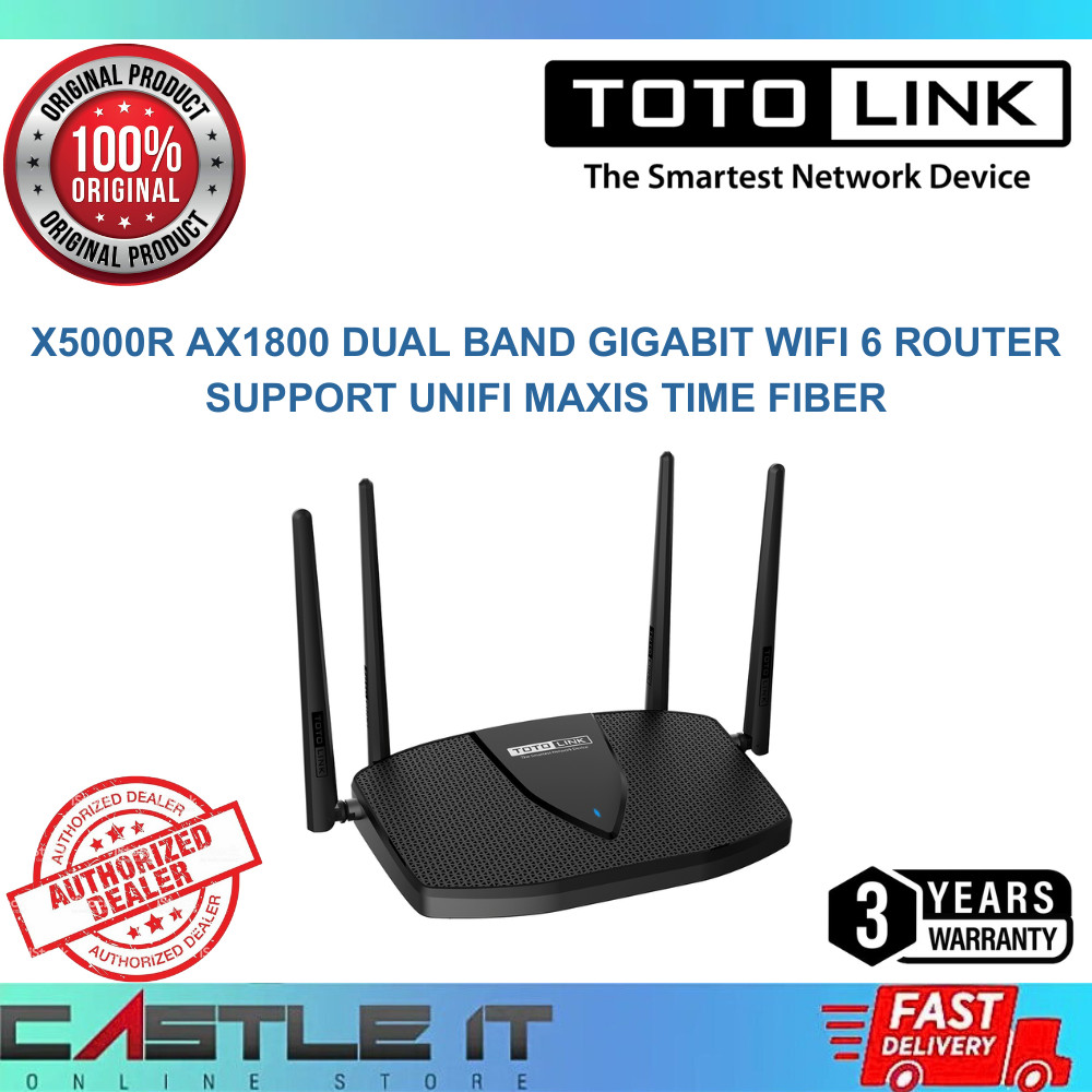 TOTOLINK X5000R Router AX1800 Dual Band WiFi 6 Gigabit MU-MIMO Support Unifi Maxis Time Fiber ...
