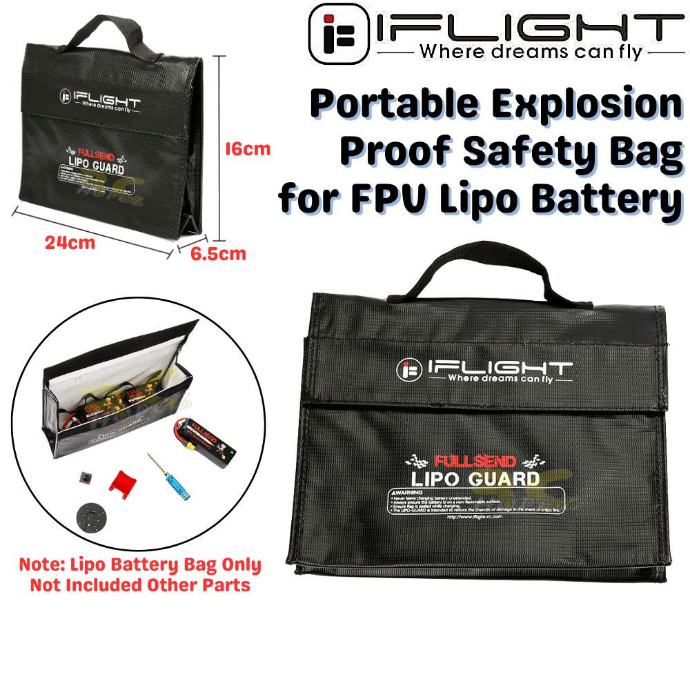 iFlight Lipo Bag 24x6.5x16cm Fire Retardant Portable Explosion Proof ...