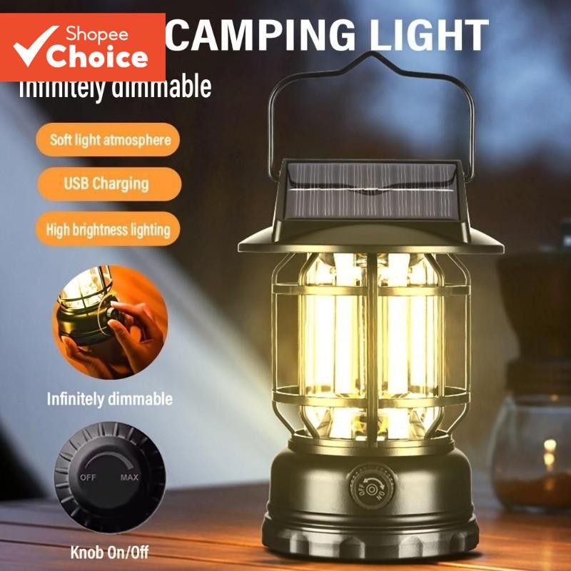 Outdoor LED Solar Camping Lantern Vintage Camping Light With Knob ...