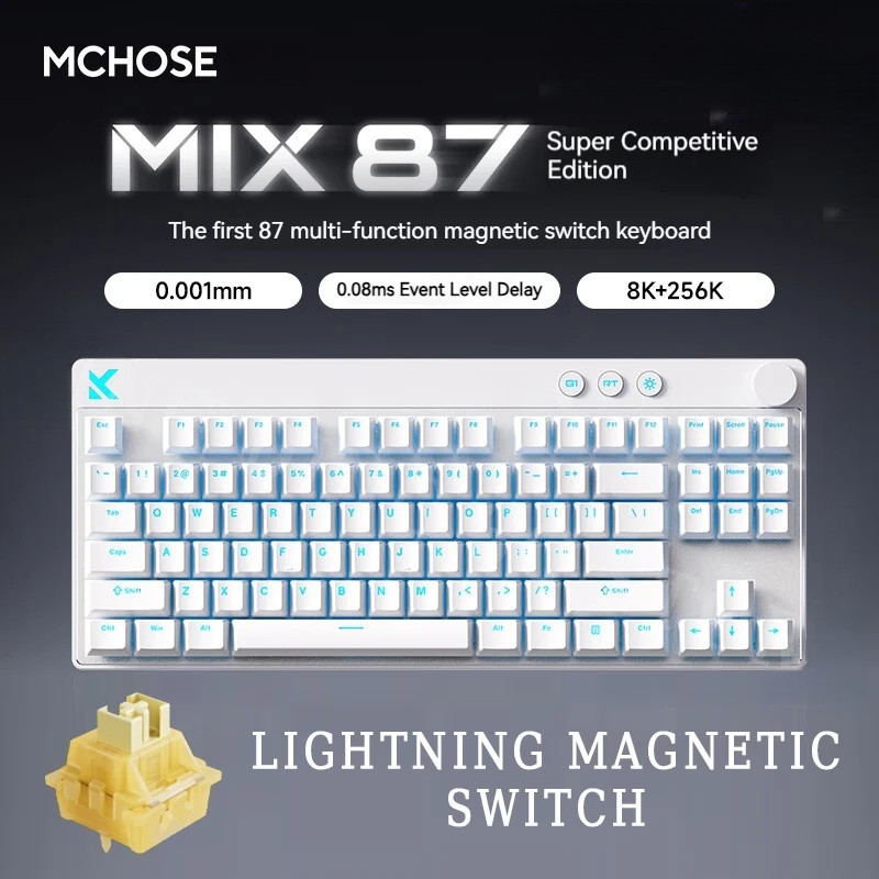 MCHOSE MIX 87 Gaming Keyboard with Mental Knob Wired 8K Polling Rate ...