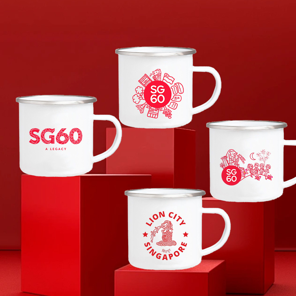 Singapore Gifts Sg 60 Print Enamel Coffee Milk Water Mugs Student ...