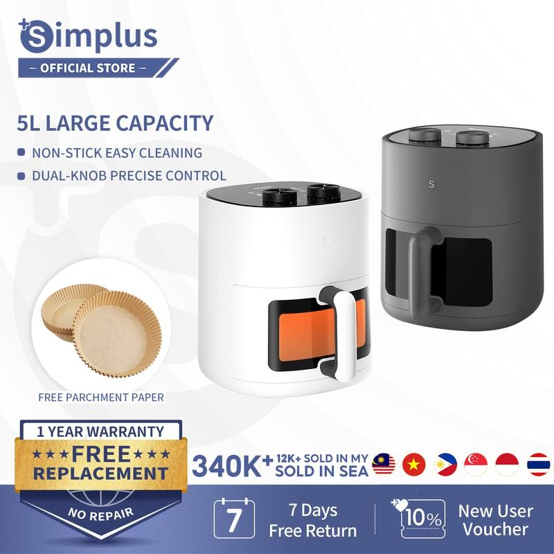 Simplus Air Fryer 5L Knob Control GEN-S Series Capacity Visible Window Air Fryer | Shopee Singapore