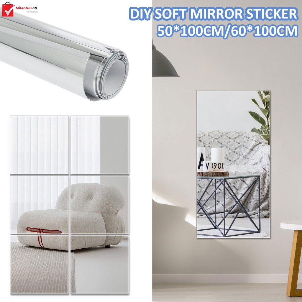Self Adhesive Mirror Stickers Flexible Mirrors Sheets Cuttable DIY Wall ...