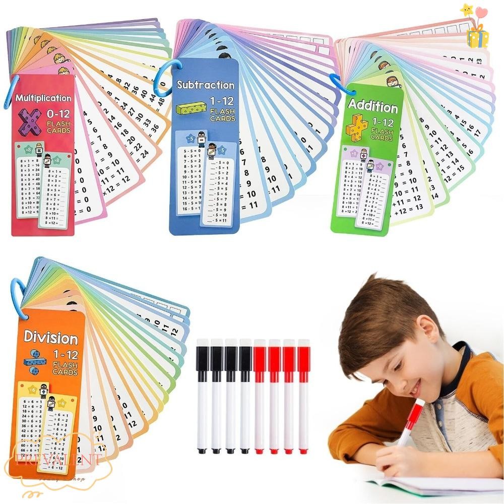 PREVALENT 15PCS Multiplication Flash Cards, Self Check Math Learning ...