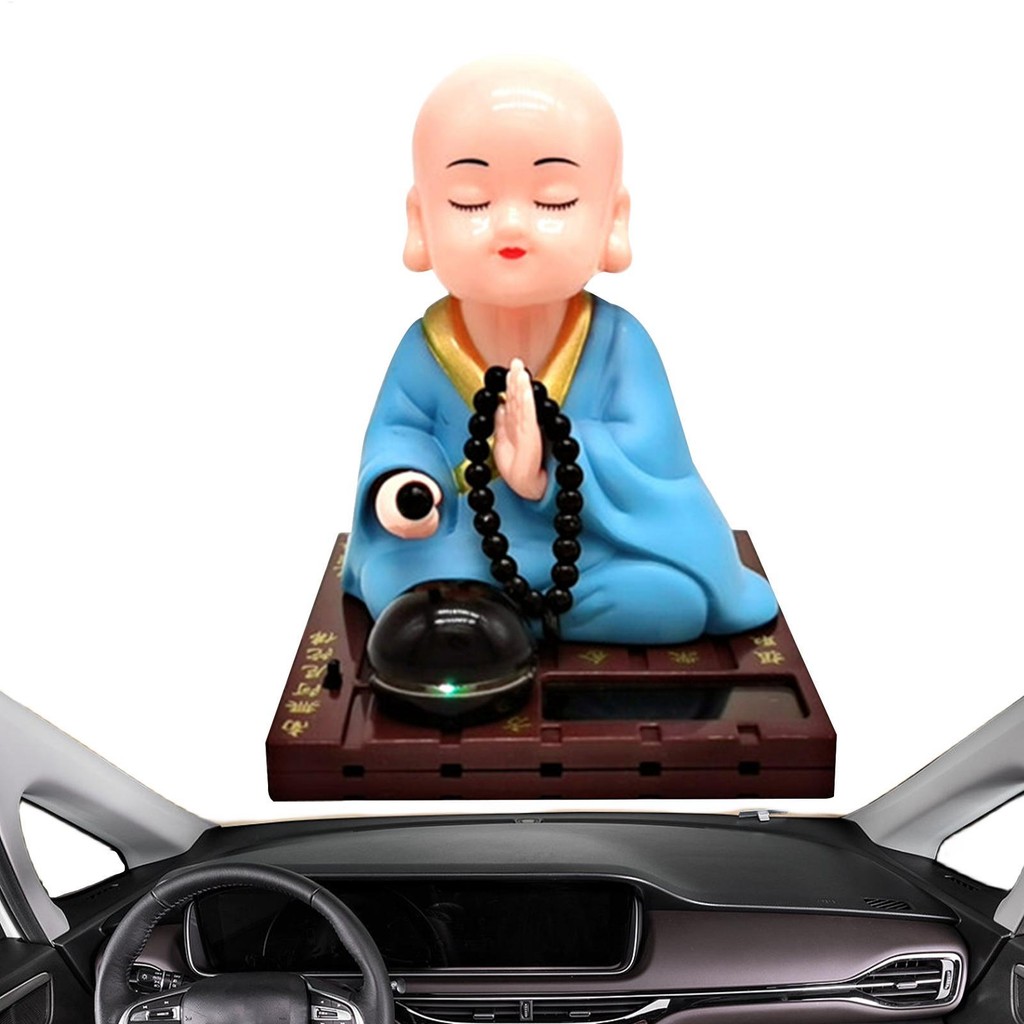 Cute Little Monk Statue Little Buddha Funny Statue Solar Head Shaking ...