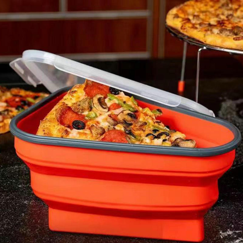 Silicone Pizza Box Reusable Foldable Triangular Pizza Box Takeout Lunch ...