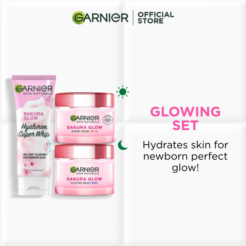 [Bundle] Garnier 3pc Care Glowing Set - Sakura Glow Super Whip Foam ...
