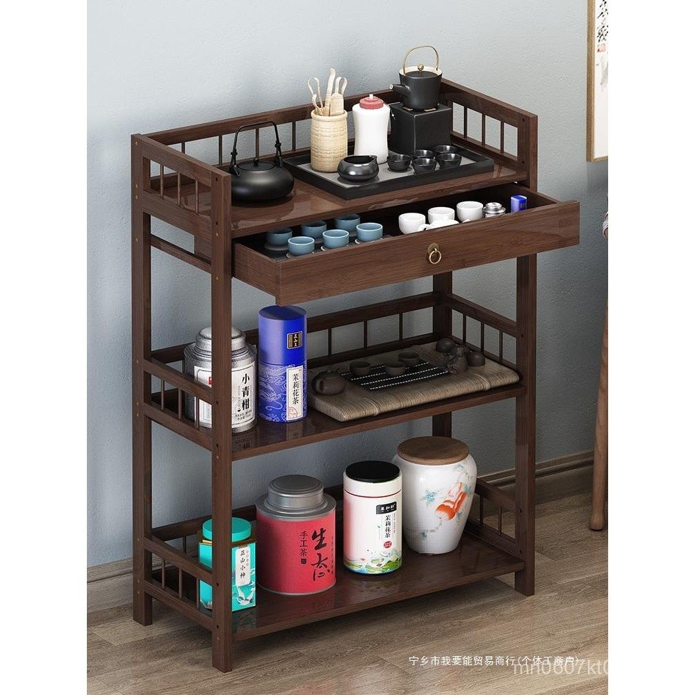 Solid Wood Living Room Storage Rack Tea Set Rack Tea Leaf Display Rack ...