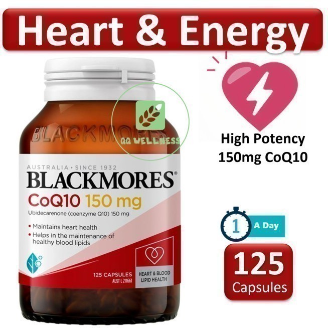 Blackmores CoQ10 150mg High Potency 125 Capsules Coenzyme Q10 Heart ...
