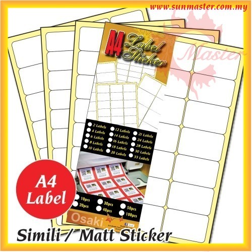 A4 Label Sticker Simili (Matt) | A4 Pre Cut Sticker | A4 Blank White ...