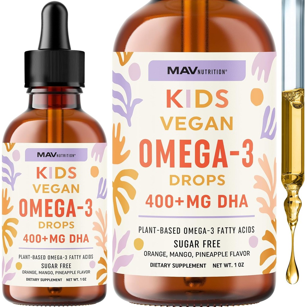 Vegan Omega 3 Liquid Drops for Kids with Algae Oil & Vegan DHA | Fruit ...