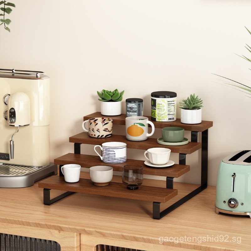 Desktop Multi-layer Storage Rack Ladder Wooden Display Rack Blind Box ...