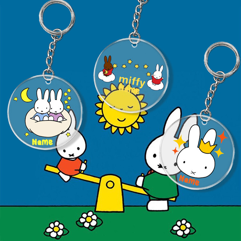 Personalised Miffy Bunny Custom Name Print Keychain Customized Miffy ...