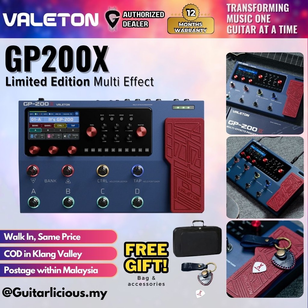 Valeton GP-200X Guitar Multi-Effect Amp Simulator with FREE BAG (Black ...
