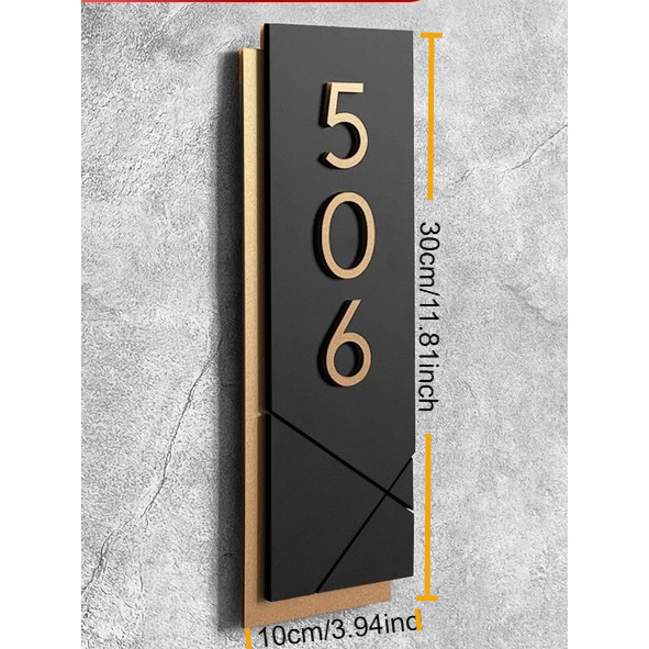 Acrylic verticalBlack GoldCustomised Unit Sign door sign/unit number ...