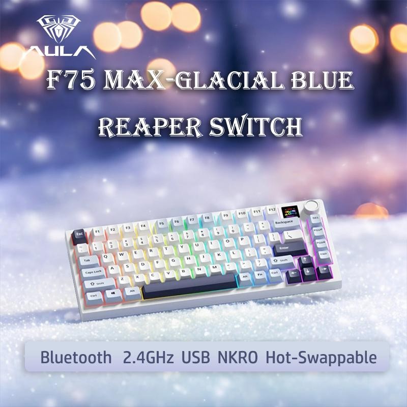 Aula F75 MAX Wireless Mechanical Keyboard with TFT Screen and Knob, Gasket Keyboard in 75% ...