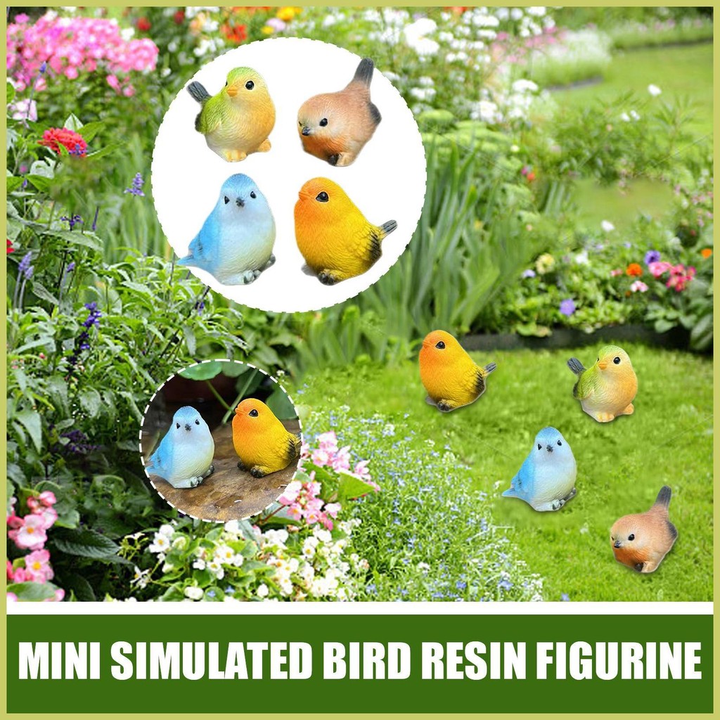 Miniature Birds 4X Bird Garden Decorations Realistic Resin Sculpture ...